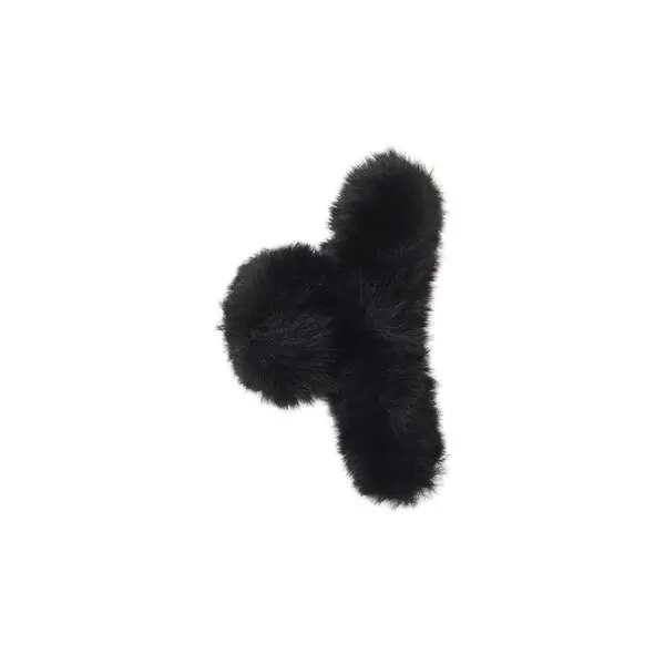 SKIMS Plush Fur Hair Clip | Black | Accessories - Onyx