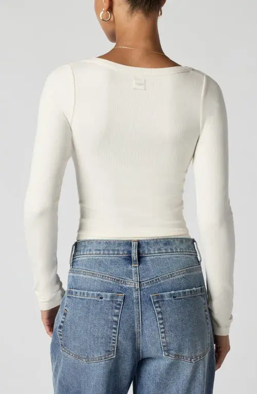 FLORENCE BY MILLS Seamless Square Neck Long Sleeve Crop Top - Jet Stream