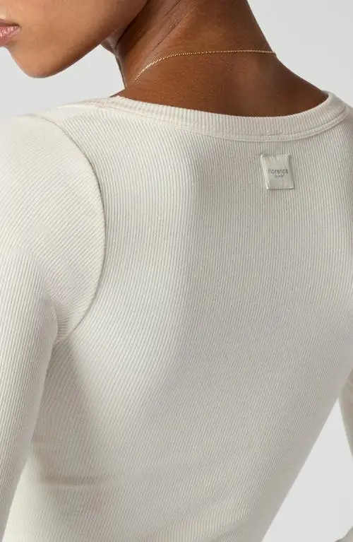 FLORENCE BY MILLS Seamless Square Neck Long Sleeve Crop Top - Jet Stream
