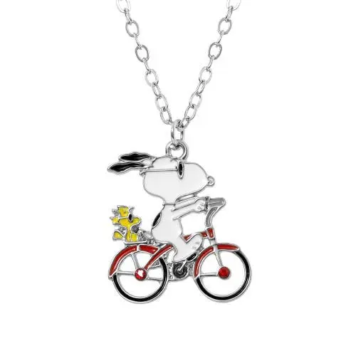 PEANUTS Woodstock And Snoopy Necklace For Official License - Silver