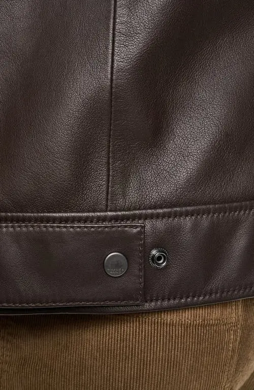 Andrew Marc Leather Racer Jacket - Hickory