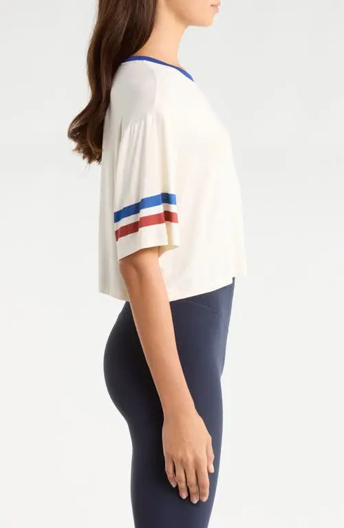 Splits59 Djuna Oversized Crop T-shirt - Creme/cobalt