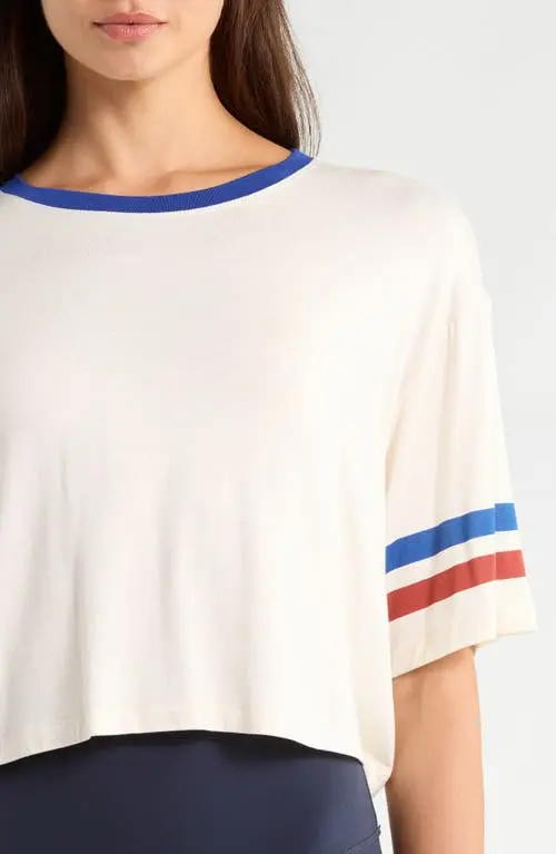Splits59 Djuna Oversized Crop T-shirt - Creme/cobalt