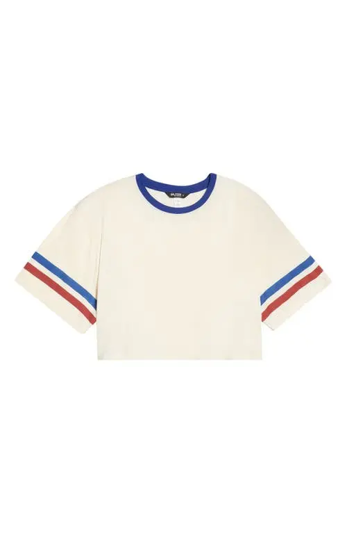 Splits59 Djuna Oversized Crop T-shirt - Creme/cobalt
