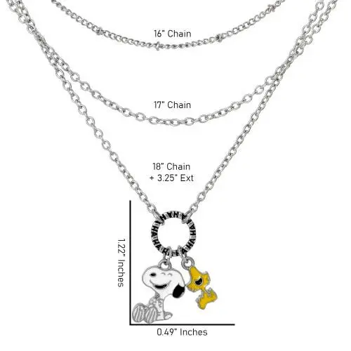 PEANUTS Snoopy And Woodstock Layered Necklace For