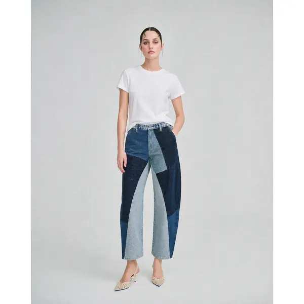 ALYSON EASTMAN Patch Jeans In Vintage Denim