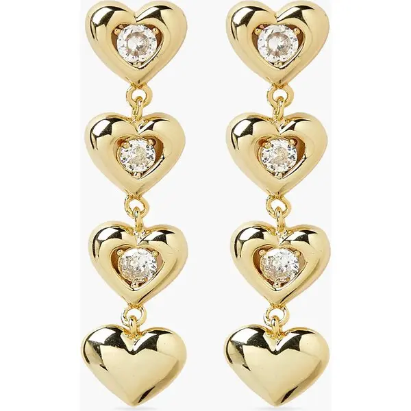 YOJ Afello Heart Drop Earrings In & Crystal