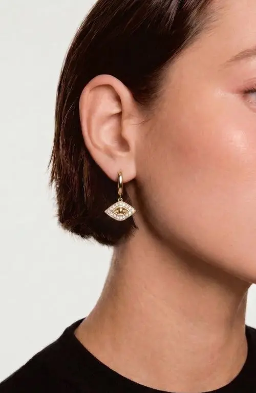 YOJ Evil Eye Drop Earrings In & Crystals