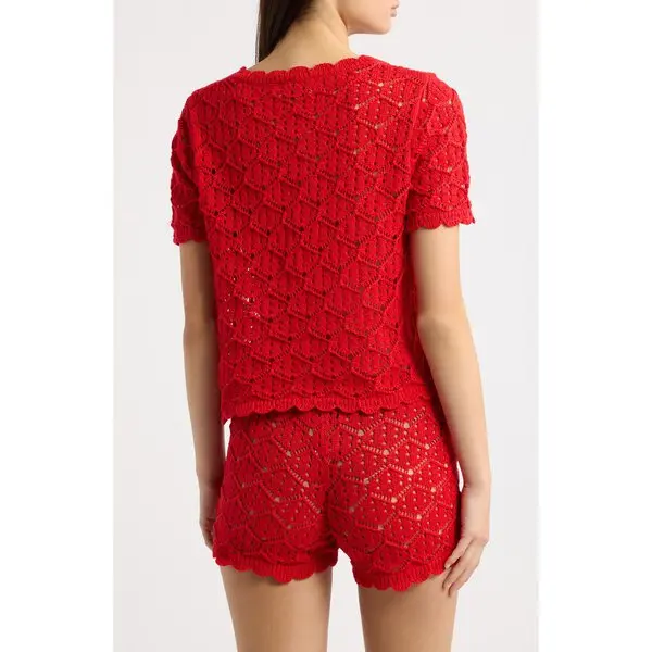 HELLO MOLLY Sunkissed Socialite Short Sleeve Crochet Top