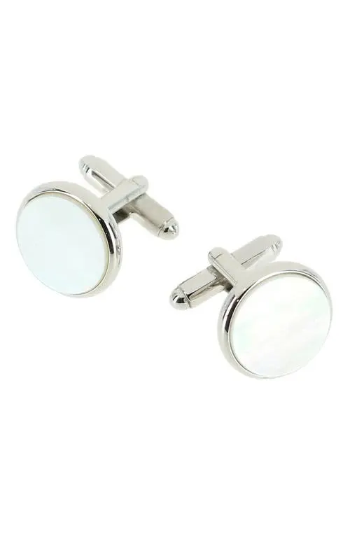 Trafalgar Sutton Round Mother Of Pearl Rhodium Cufflinks