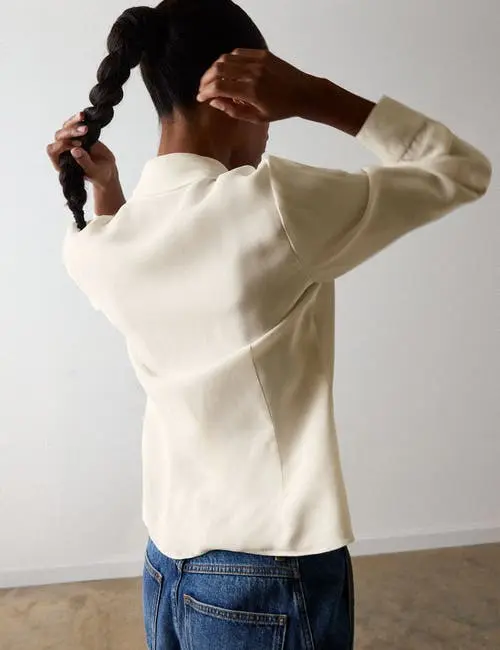 Whistles Tie Detail Crepe Blouse
