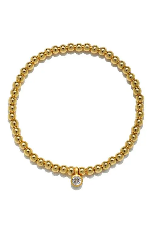 SATYA JEWELRY Shine With Clarity White Topaz Bead Bracelet - Gold