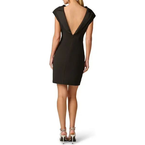 Adrianna Papell Crepe And Satin Cocktail Minidress - Black