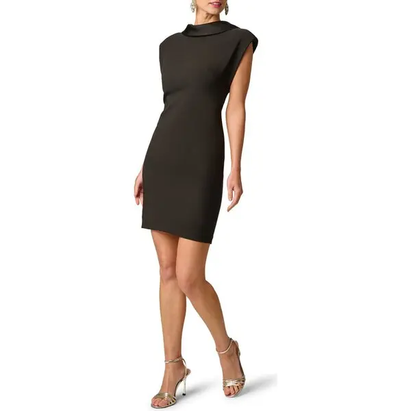Adrianna Papell Crepe And Satin Cocktail Minidress - Black