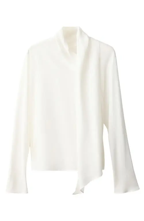 Mango Draped Tie Neck Top - Ecru