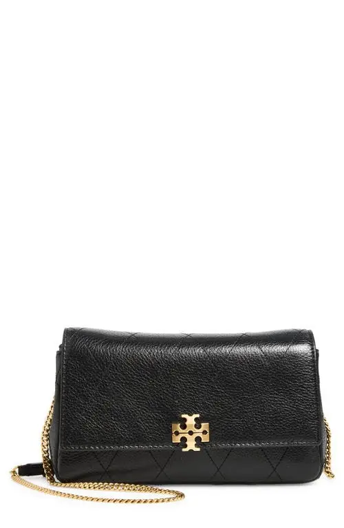 Tory Burch Charlie Quilted Leather Chain Wallet - Black