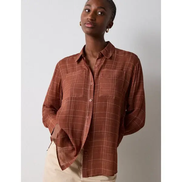 Whistles Etched Check Sheer Shirt