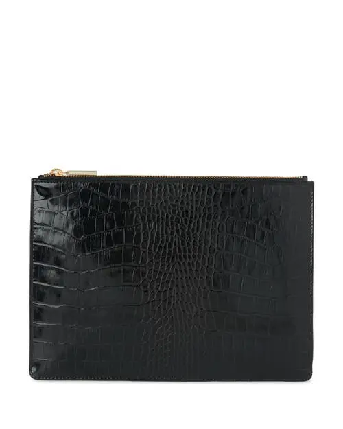 Whistles Shiny Croc Medium Clutch Bag
