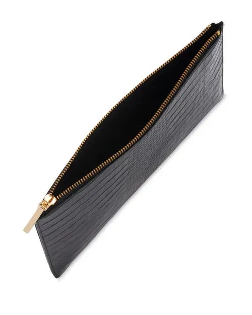 Whistles Shiny Croc Medium Clutch Bag