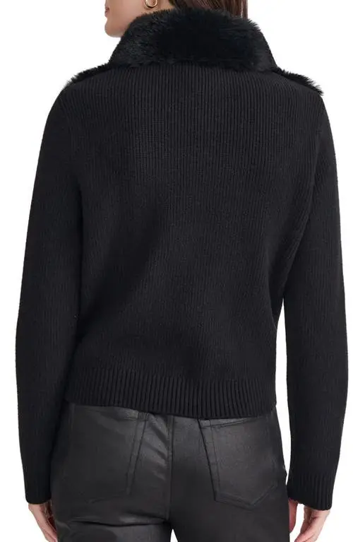 Jones New York Faux Fur Front Zip Jacket