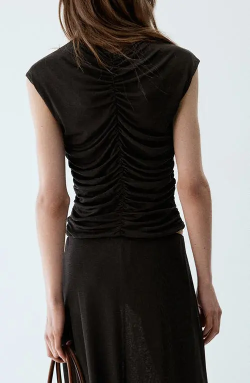 Mango Ruched Sleeveless Top