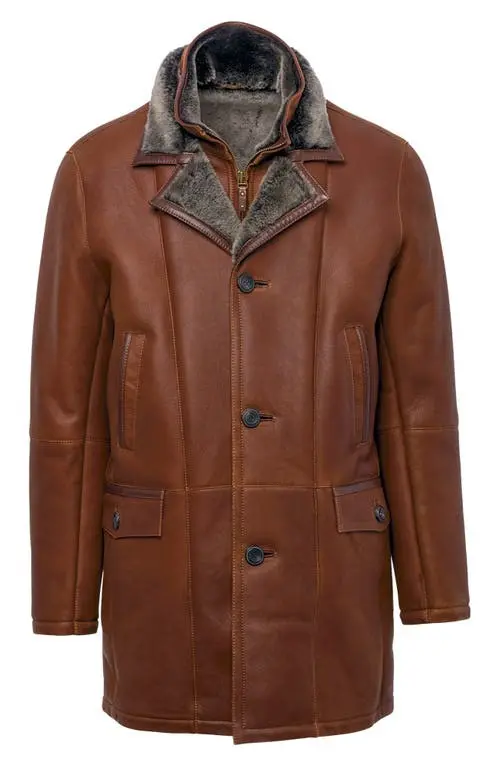 Allen Edmonds Genuine Shearling Leather Car Coat