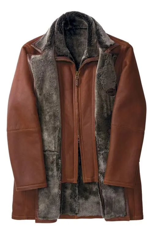 Allen Edmonds Genuine Shearling Leather Car Coat