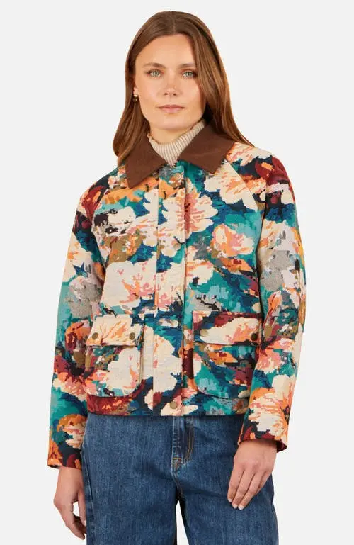 YUMI Floral Woven Bomber Jacket