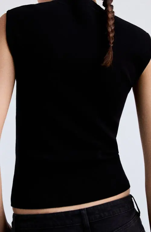 Mango Cut-out Sleeveless Mock Neck Sweater