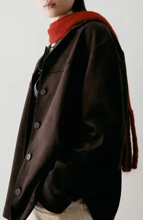 Mango Tor Faux Suede Overshirt