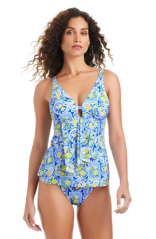 BEYOND CONTROL Front Cascade Tankini Swim Top