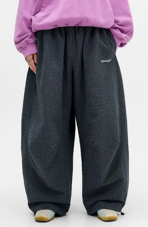 IETS FRANS Sid Microcheck Sweatpants - Navy