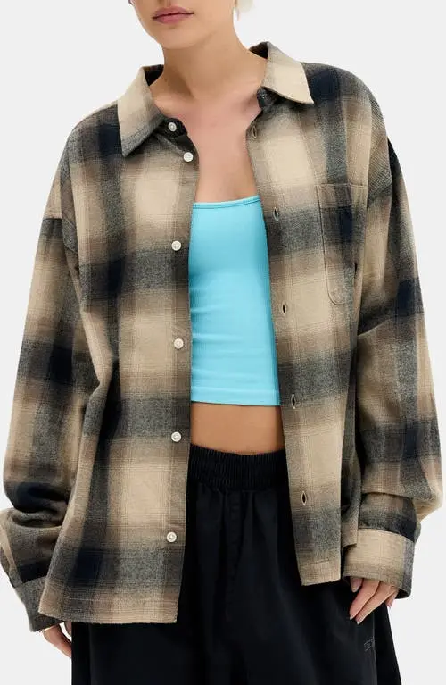 IETS FRANS Shadow Check Long Sleeve Shirt - Grey