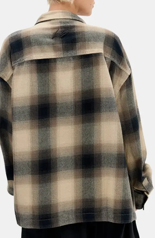 IETS FRANS Shadow Check Long Sleeve Shirt - Grey