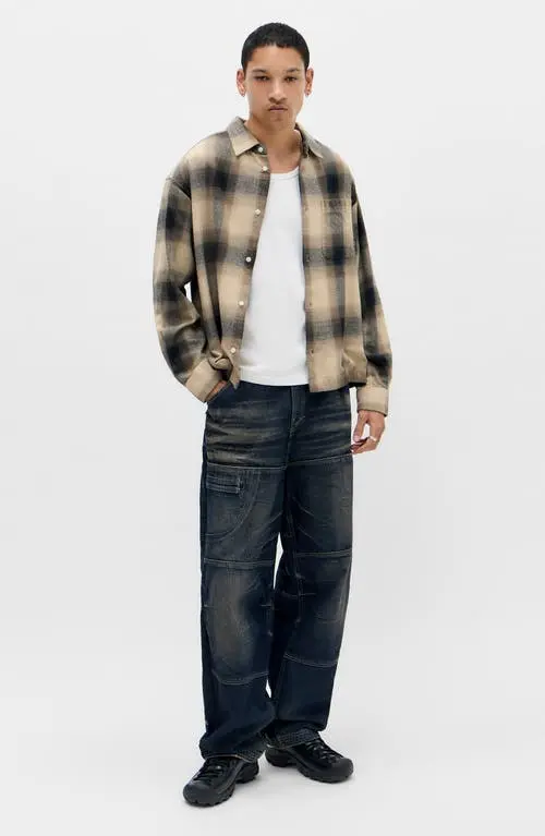 IETS FRANS Shadow Check Long Sleeve Shirt - Grey