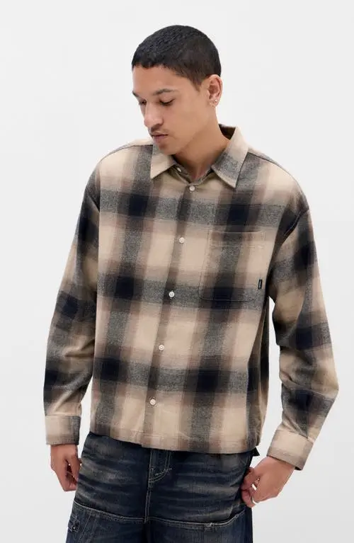 IETS FRANS Shadow Check Long Sleeve Shirt - Grey