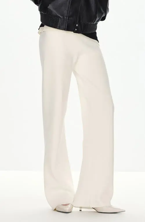 Mango Fine Knit Straight Leg Pants - Ecru