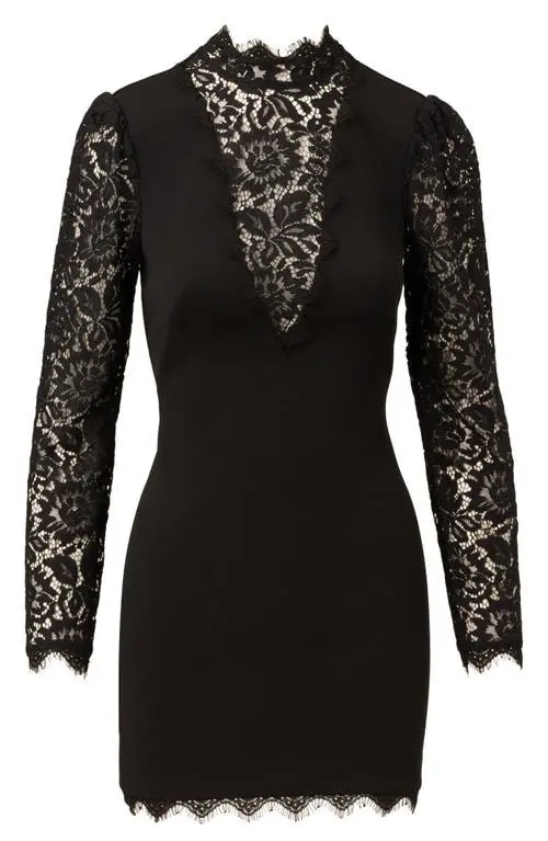 Adrianna Papell Lace & Crepe Sheath Minidress - Black