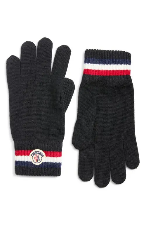 Moncler Virgin Wool Knit Gloves - Black
