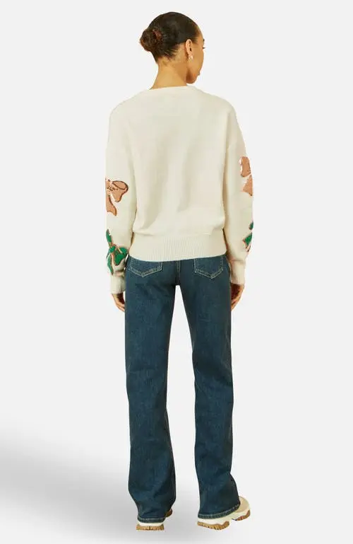 YUMI Sequinned Bow Relaxed Fit Jumper
