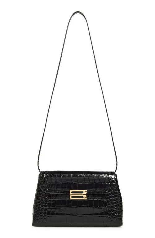 Victoria Beckham Dorian Croc Embossed Leather Trapeze Bag