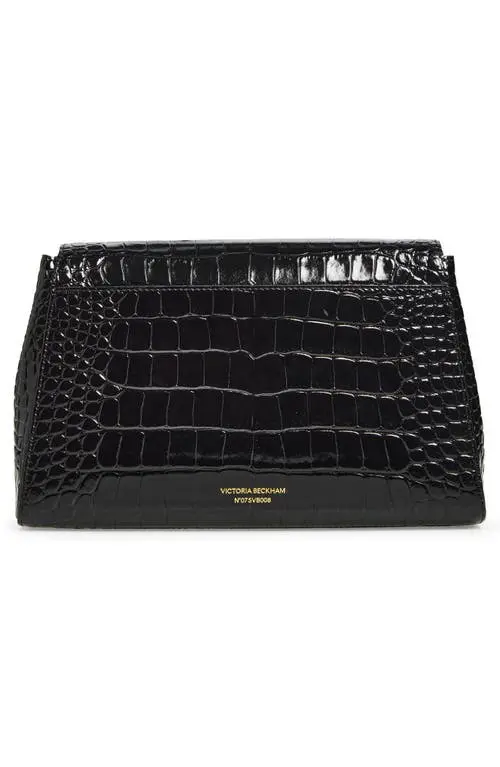 Victoria Beckham Dorian Croc Embossed Leather Trapeze Bag