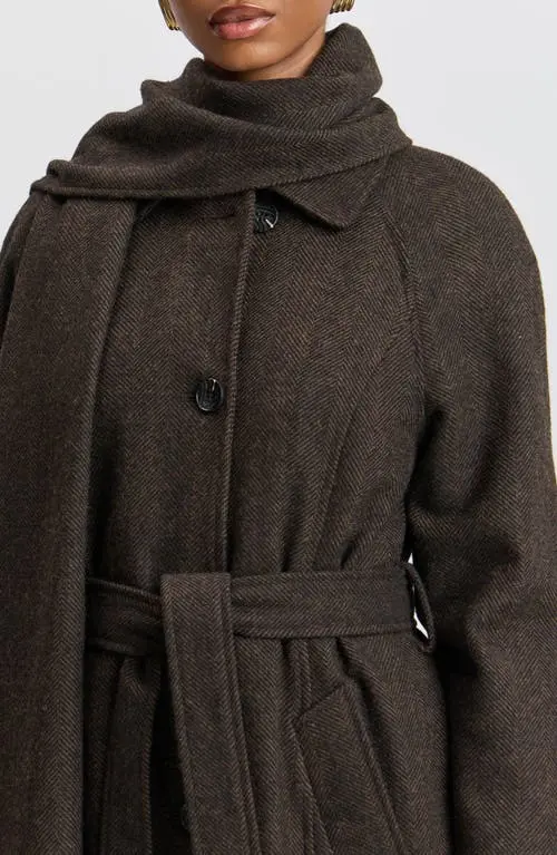 Avec Les Filles Relaxed Scarf Herringbone Coat