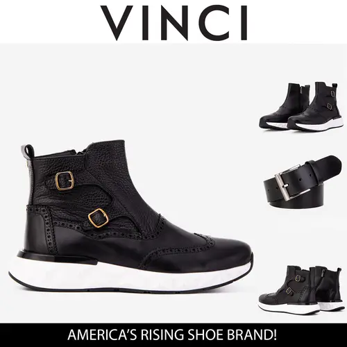 VINCI LEATHER SHOES The Stealth Wingtip Buckle Leather Boot