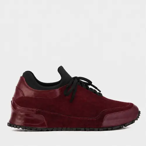 VINCI LEATHER SHOES The Hudson Suede Sneaker - Burgundy