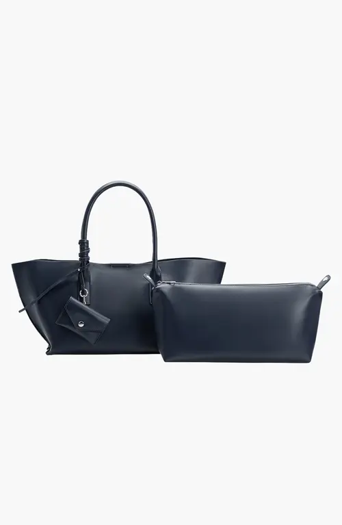 MELIE BIANCO Astrid Recycled Vegan Leather Tote Bag - Navy