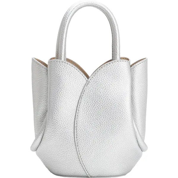 MELIE BIANCO Tulip Mini Recycled Vegan Top Handle Bag - Metallic Silver