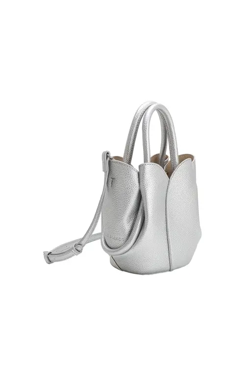MELIE BIANCO Tulip Mini Recycled Vegan Top Handle Bag - Metallic Silver