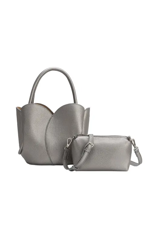 MELIE BIANCO Tulip Recycled Vegan Top Handle Bag - Pewter