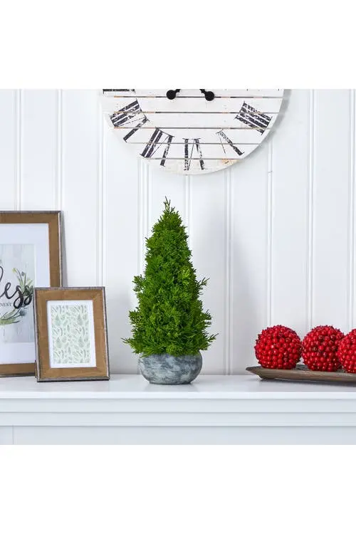 NEARLY NATURAL 18-in Cypress Cone Artificial Tree In Decorative Planter